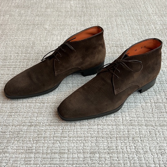 Santoni | Shoes | Santoni Brown Suede Dress Boots | Poshmark